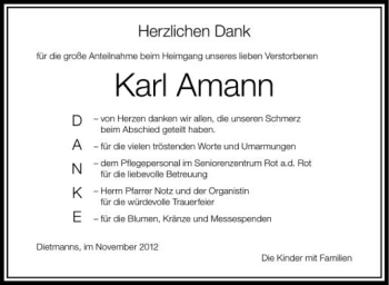 Traueranzeigen von Karl Amann | schwaebische.de Trauerportal