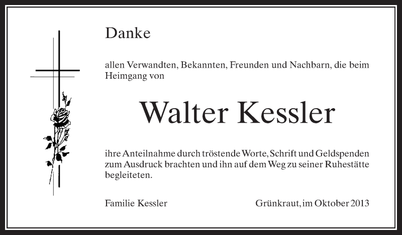 Traueranzeigen von Walter Kessler | schwaebische.de Trauerportal