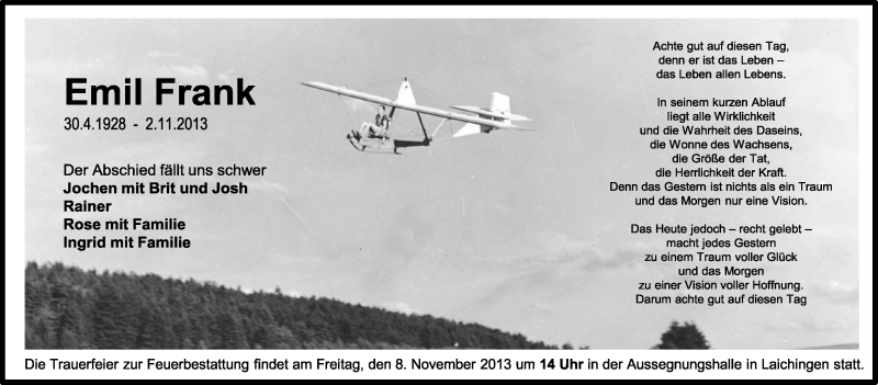 Traueranzeigen von Emil Frank | schwaebische.de Trauerportal