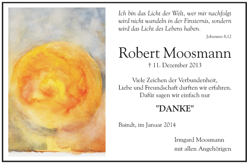 Traueranzeigen von Robert Moosmann | schwaebische.de Trauerportal