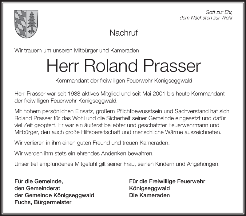 Traueranzeigen von Roland Prasser | schwaebische.de Trauerportal