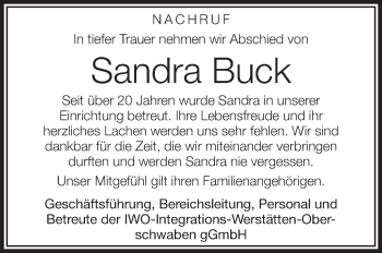 Traueranzeigen von Sandra Buck | schwaebische.de Trauerportal