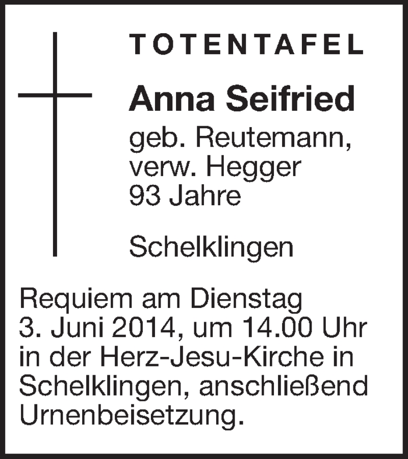 Traueranzeigen von Anna Seifried | schwaebische.de Trauerportal
