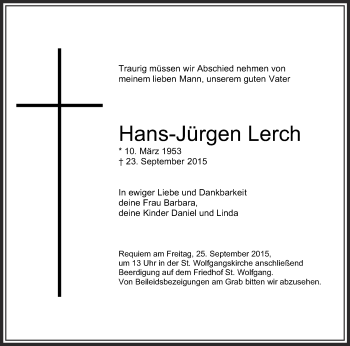 Traueranzeigen von Hans-Jürgen Lerch | schwaebische.de Trauerportal