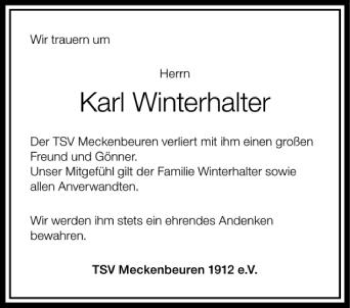 Traueranzeigen von Karl Winterhalter | schwaebische.de Trauerportal