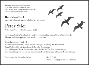 Traueranzeigen von Peter Stief | schwaebische.de Trauerportal