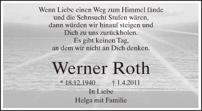 Traueranzeigen von Werner Roth | schwaebische.de Trauerportal