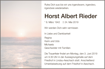 Traueranzeigen von Horst Albert Rieder | schwaebische.de Trauerportal